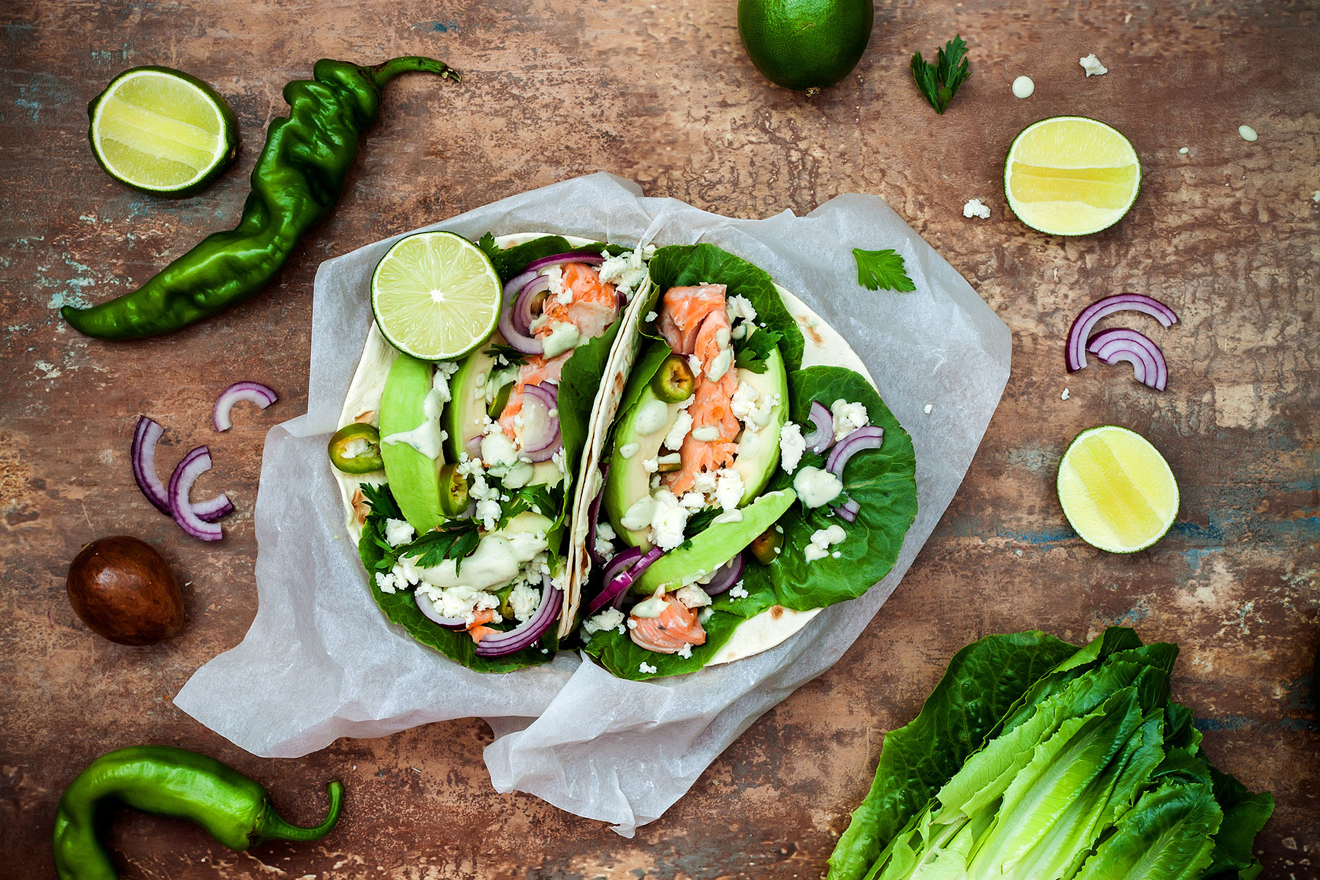 Lax-tacos med fetaost - Vinga Seafood
